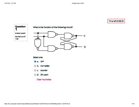 Graded Quiz Unit Question Answer Saved Marked Out Of What Is The Function Of The