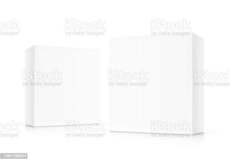현실적인 골판지 상자 모형 세트입니다 흰색 배경에 분리된 벡터 그림입니다 식품 화장품 소프트웨어 등에 사용할 수 있습니다 상자에