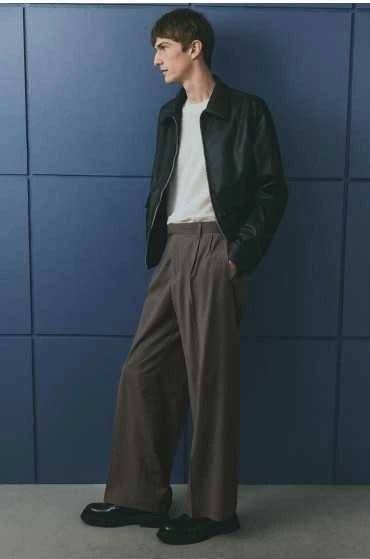 خرید و قیمت شلوار پارچه ای گشاد دوخت مردانه بژ تیره اچ اند ام ترب