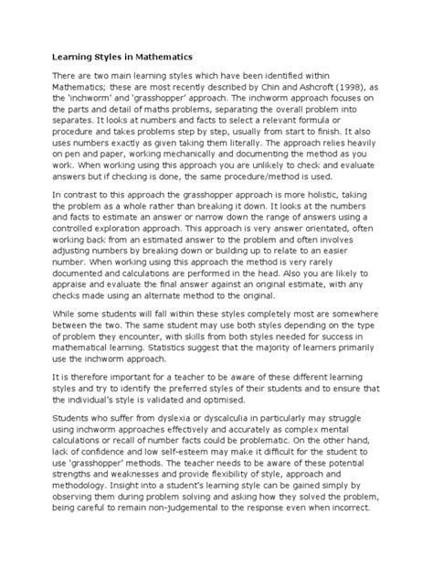 Pdf Lit Num Ict Maths Learning Styles Dokumen Tips