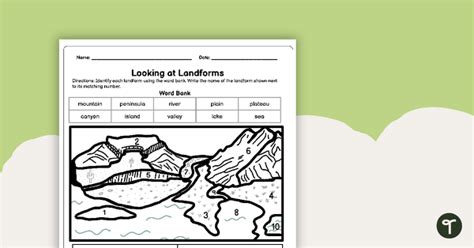Looking At Landforms Worksheet Teach Starter Worksheets Library