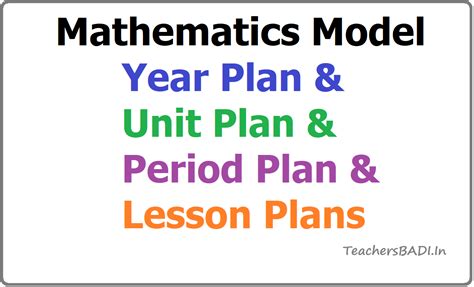 mathematics model year plan and unit plan period plan maths lesson plans