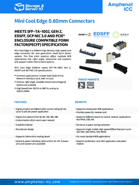 Fillable Online Mini Cool Edge 0 60mm Connectors Mini Cool Edge Is A 0 60mm High Density High