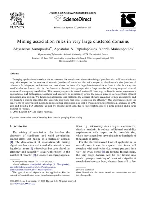 Pdf Efficient Mining Of Clustered Association Rules