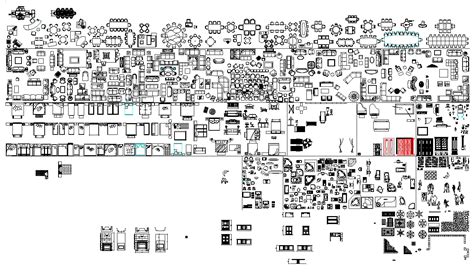 Different Furniture Blocks Cad Structure Detail 2d View Layout File