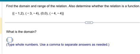 Solved Find The Domain And Range Of The Relation Also Determine Whether The Relation Is A