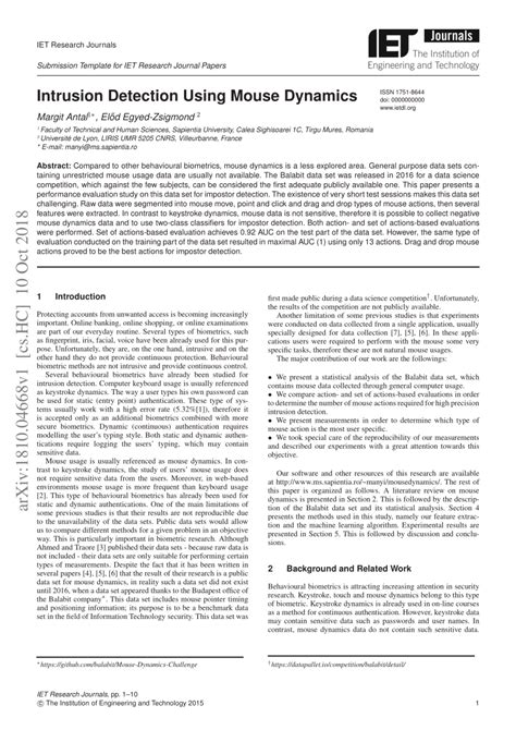 Pdf Intrusion Detection Using Mouse Dynamics