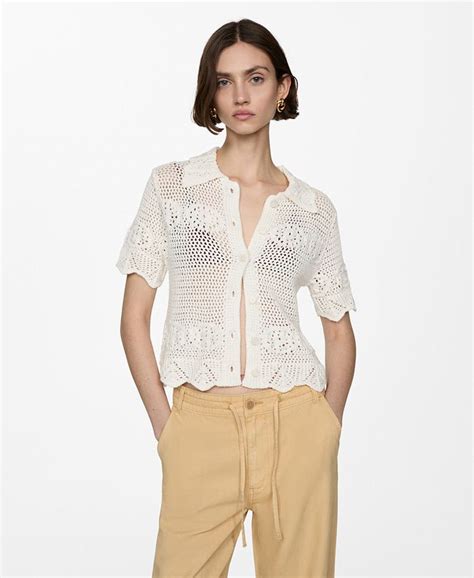 Mango Womens Crochet Knit Cardigan Macys