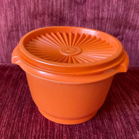 Vintage Tupperware Orange Container With Lids Sunburst Lid 70s