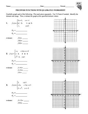 Piecewise Functions With Quadratics Worksheet - Fill and Sign Printable ...