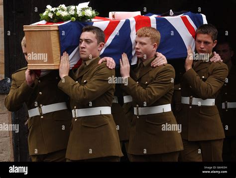 The Coffin Of Officer Cadet Stephen Hilder Is Carried From St Marys Church Burghill