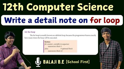 Class 12 Computer Science Chap 6 For Loop In Python Syntax Range Function Tamil