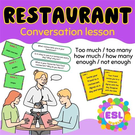 Restaurant Conversation And Quantifiers My Esl World Restaurant Conversation And Quantifiers My Esl World