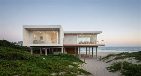 Modern House Near The Beach With Grass Stock Image Image Of Facade