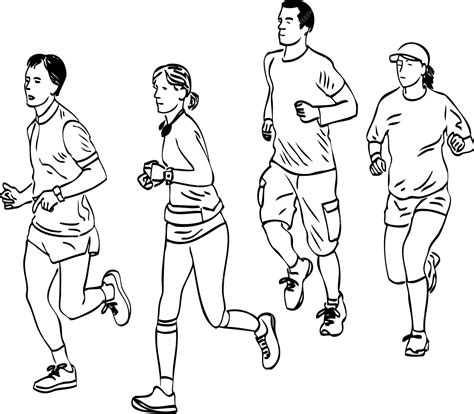 Dibujo De Grupo De Jóvenes Para Correr Vectorial Vector Premium