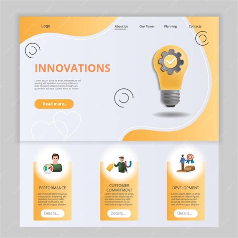 Premium Vector Innovations Flat Landing Page Website Template Performance Customer Commitment