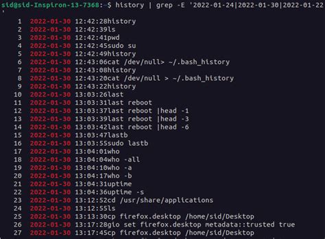 check linux terminal history sorted by dates linuxfordevices