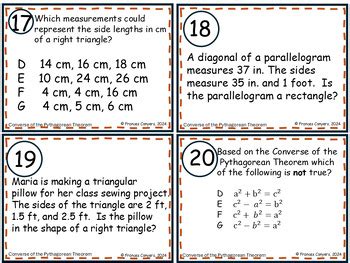 PYTHAGOREAN THEOREM CONVERSE TASK CARDS By MrsConyersMathClassroom