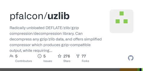GitHub Pfalcon Uzlib Radically Unbloated DEFLATE Zlib Gzip Compression Decompression Library