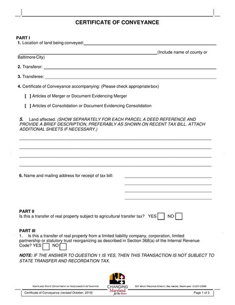 Maryland Certificate Of Conveyance Fill Out Sign Online And Download Pdf Templateroller