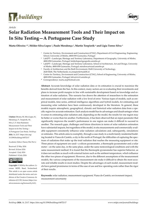 Pdf Solar Radiation Measurement Tools And Their Impact On In Situ Testing A Portuguese Case