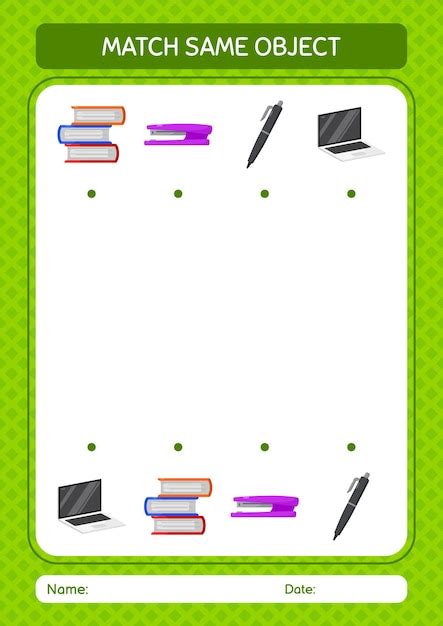 Premium Vector Match With Same Object Game Summer Icon Worksheet For