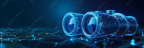 Digital Blue Binocular With Data Streams Ai In Visual Recognition