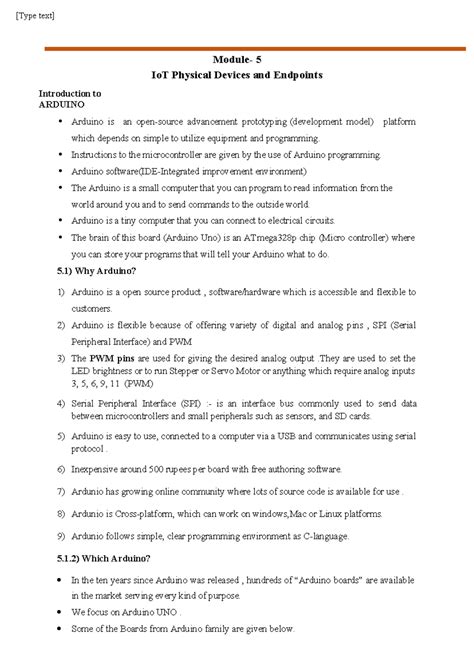 IOT Mod Az Document Iot Notes Type Text Introduction To ARDUINO Module IoT Physical
