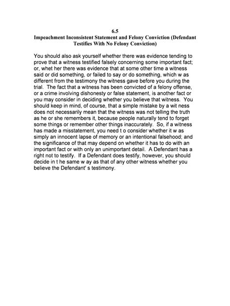 Impeachment Inconsistent Statement And Felony Conviction Defendant Form