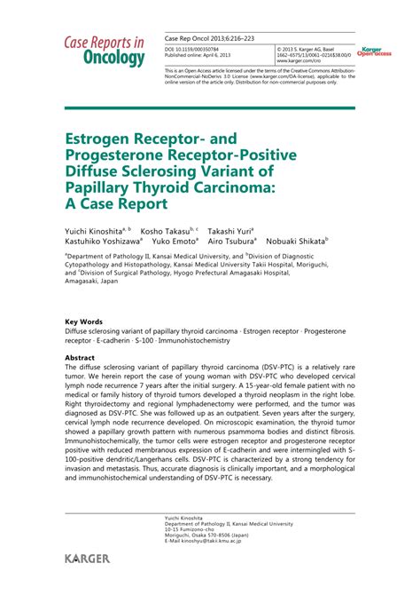 Pdf Estrogen Receptor And Progesterone Receptor Positive Diffuse Sclerosing Variant Of