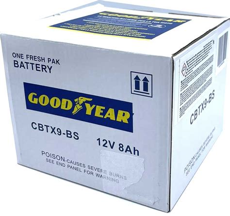 Goodyear მოტოციკლის აკუმულატორი Cbtx9 Bs 12 ვოლტი 8 ამპერი საათში