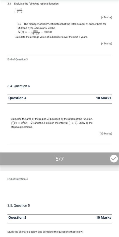 solved ∫x2 2x−2 4 marks 3 2 the manager of dstv estimates