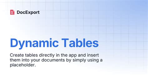 Dynamic Tables Docexport