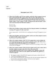 Wireshark Lab 5 Lab 5 Fall 2015 Wireshark Lab 5 TCP 1 What Is The IP Address And TCP Port