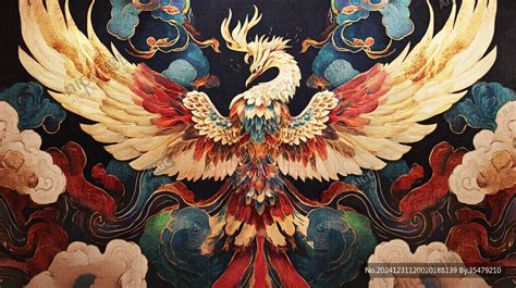 Ai创作图插画百鸟朝凤 刺绣高端仙鹤楼阁复古 凤凰云锦纹 凤凰神鸟图腾瑞兽祥瑞 百鸟朝凤插画 凤凰服饰花纹 凤凰金丝绣图 凤凰艺术刺绣 凤凰