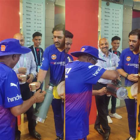 Watch Dhonis Surprise Visit To Rcb Camp For Tea Fans Delighted By Video Sportsgaga
