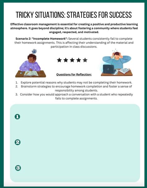 Education And Training Classroom Management Scenarios Practice Worksheets