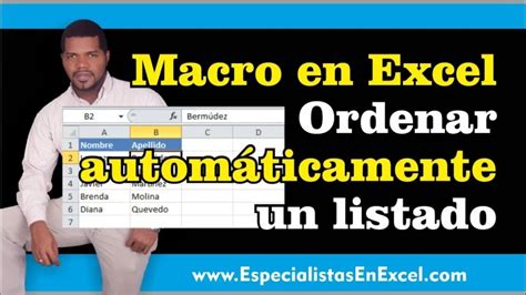 Ordenar automáticamente un listado Macro en Excel Especialistas En Excel