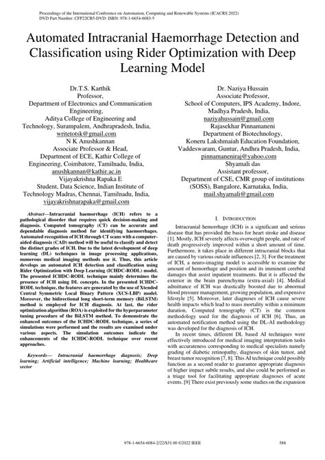 Pdf Automated Intracranial Haemorrhage Detection And Classification Using Rider Optimization