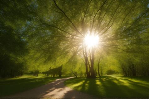 Premium Photo A Tree In A Park With The Sun Shining Through The Trees