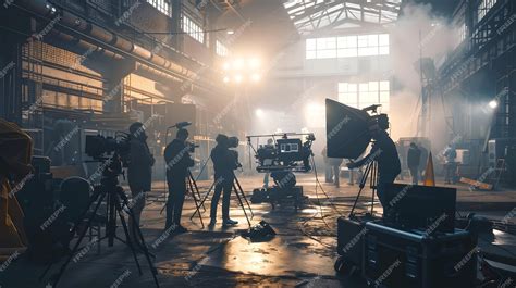 Premium Photo Behindthescenes Glimpse Of A Film Set Crew At Work In A
