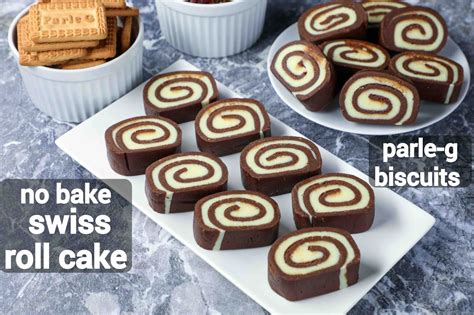 No Bake Swiss Roll Recipe Parle G Biscuit Swiss Roll Chocolate Roll