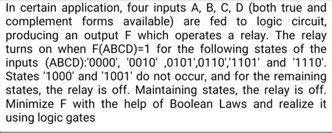 answered in certain application four inputs a … bartleby