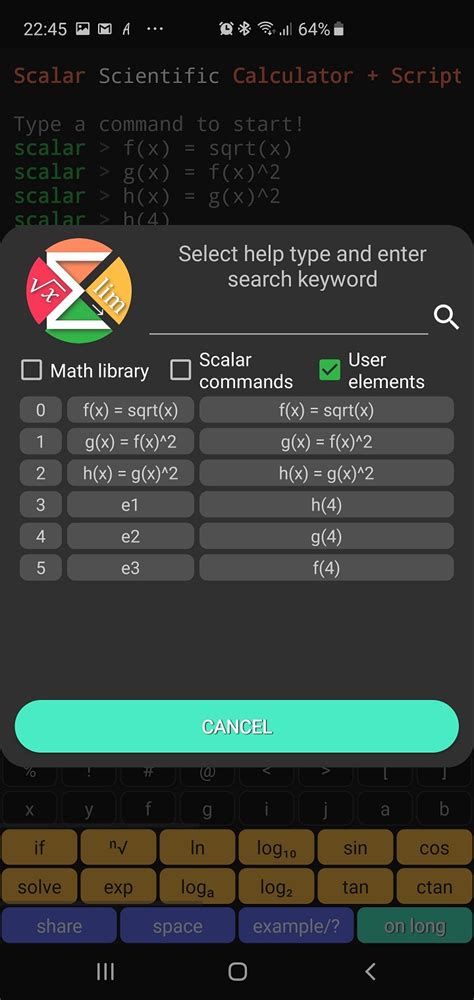 Scalar Calculator User Functions Help 🥇 Scalar Scientific Calculator App Charts And Scripts