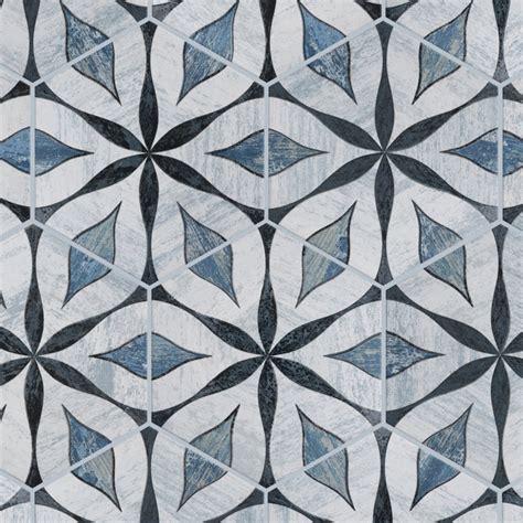 Merola Tile Cassis Hex Flower 8 58 In X 9 78 In Porcelain Vintage Wall And Floor Tile