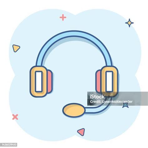 Helpdesksymbol Im Comicstil Kopfhörer Cartoon Vektorillustration Auf