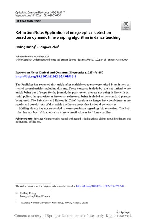 Retraction Note Application Of Image Optical Detection Based On Dynamic Time Warping Algorithm