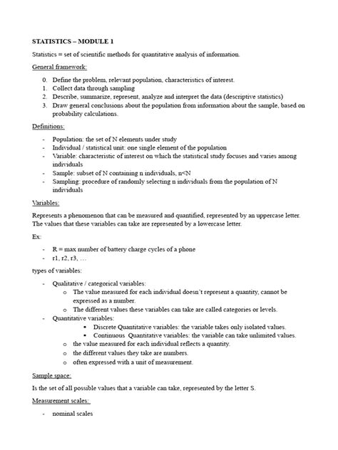 Statistics 101 Pdf Probability Distribution Variance