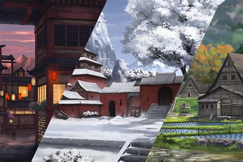 Pack Of 3 Eastern Style Parallax Backgrounds 2d 텍스처 및 소재 Unity Asset Store