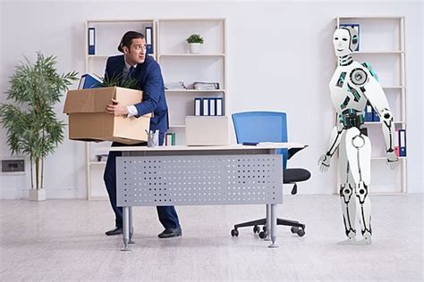Concept Of Robots Replacing Humans In Offices Photo Background And